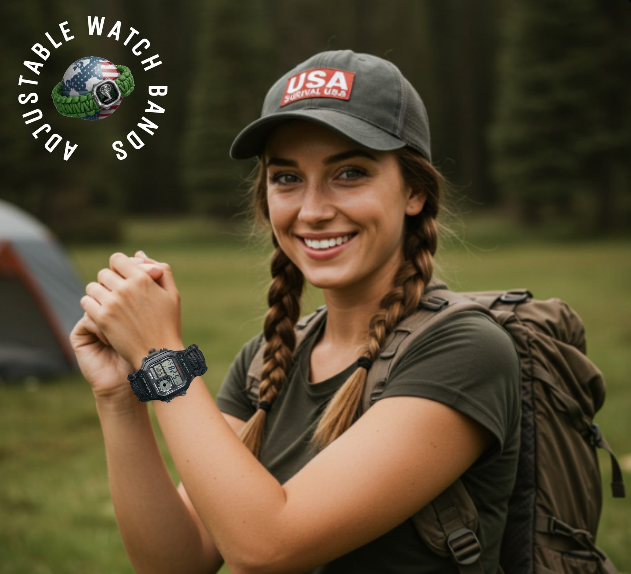 Casio and Similar Watches Adjustable Paracord Survival Watch Bands